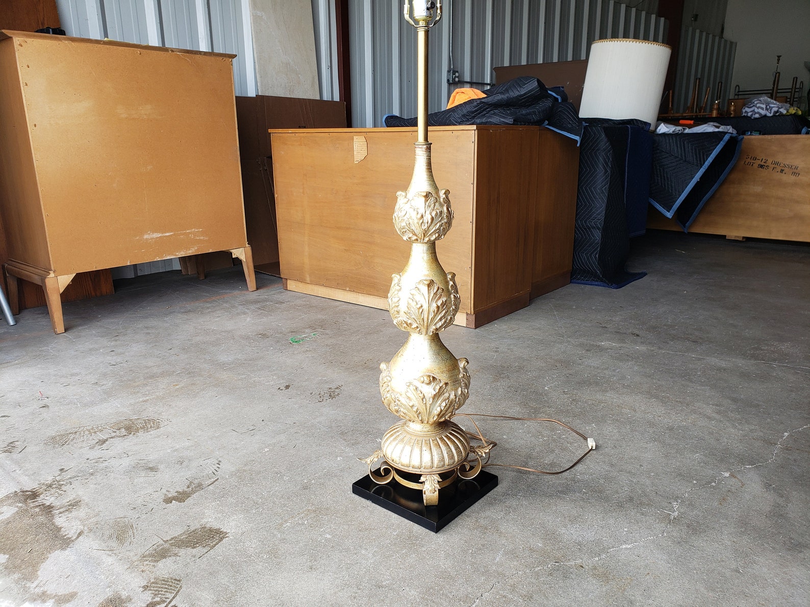 Vintage Marbro-style Table Lamp Original Shade Beautiful Sculpted ...