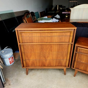 3 Piece Vintage 1960's Walnut Bedroom Set Mid Century Modern Basic-witz ...