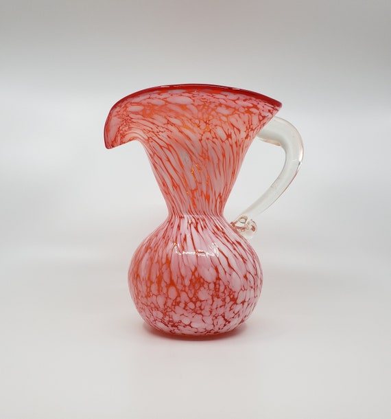 Vintage 1960's Pilgrim Glass Orange Mottled Pitcher Mid | Etsy