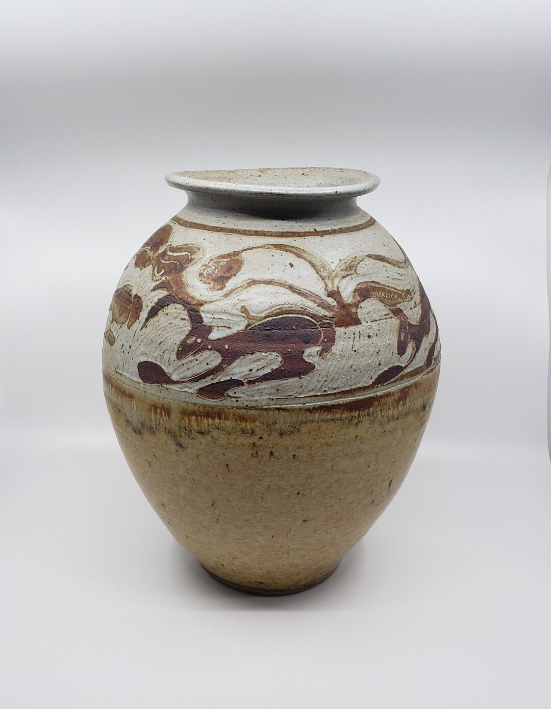 Mark Chamberlain Large Stoneware Vase 12.5"t Well Known Iowa Artist ...