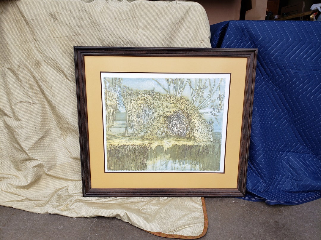 Vintage 1970's Ruth Leaf Signed Print bord De L'eau Limited Edition 26/90 Mid Century Modern New ...