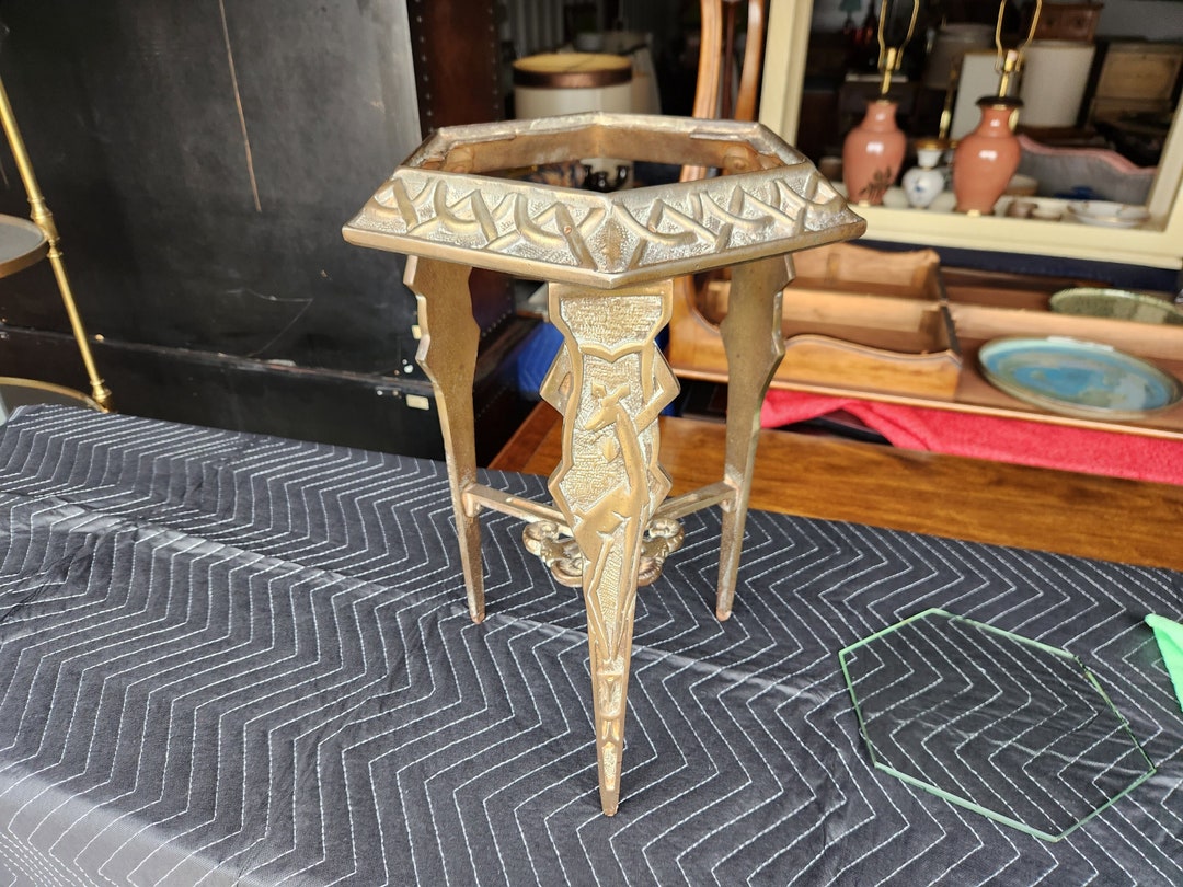 Vintage 1920's Solid Brass Cocktail Table Beautiful Art - Etsy
