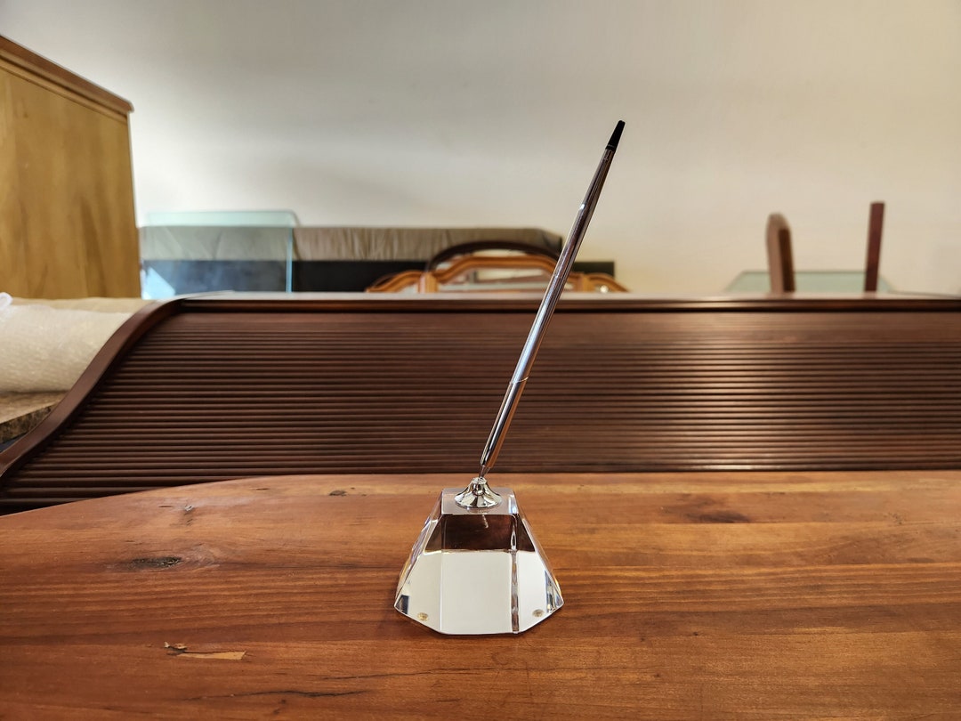 Vintage 1960's Orrefors Crystal Pen Holder With Mid Century Cross ...