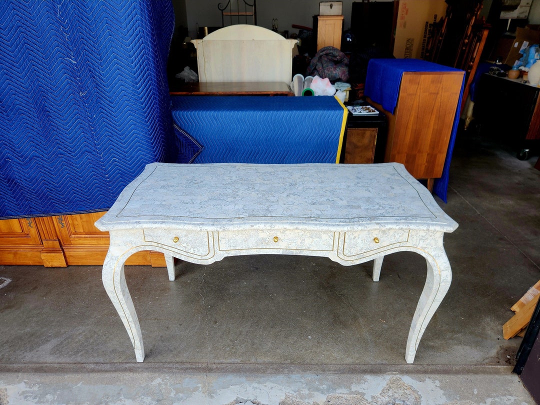 Vintage Maitland-smith Tessellated Stone Writing Desk Brass Hardware ...