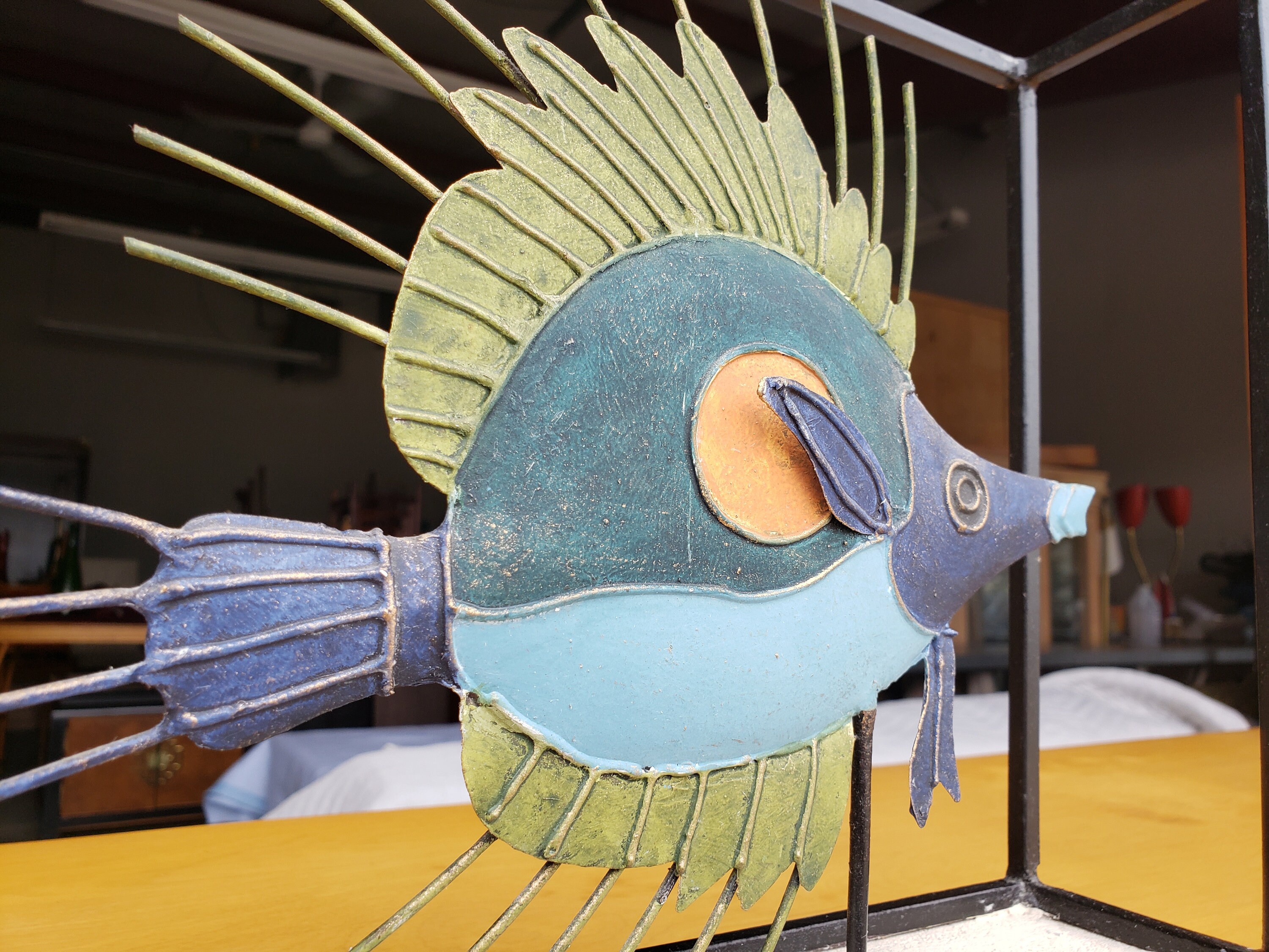 Vintage Metal Art Enamel Fish Sculpture In Aquarium Curtis Jere Style ...