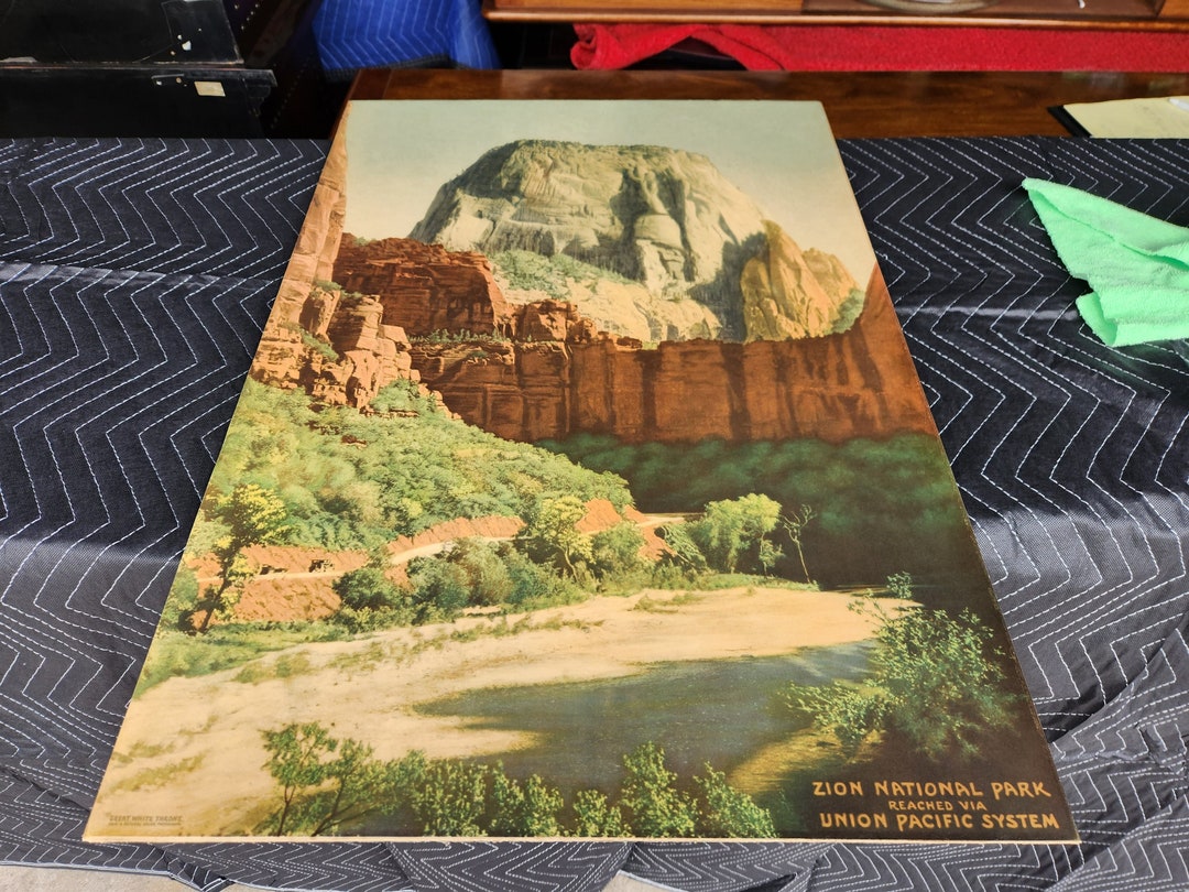 Vintage 1950's Union Pacific Color Print "zion National Park" Mid ...