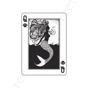 Mermaid Art Print, Mermaid Playing Card Art Print, Mermaid Ink Art ...