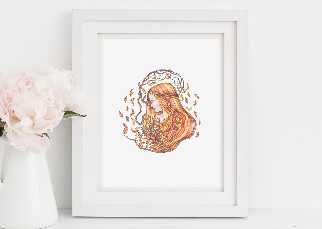Autumn Personification, Art Nouveau Inspired Art Print, Illustration ...