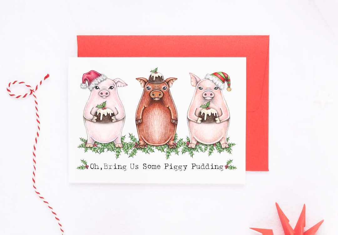 Pig Christmas Card Funny Pig Card Funny Christmas Card - Etsy
