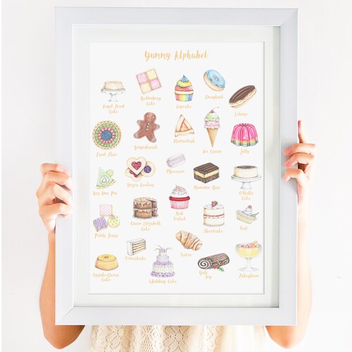 Dessert Alphabet Chart Art Print - Etsy