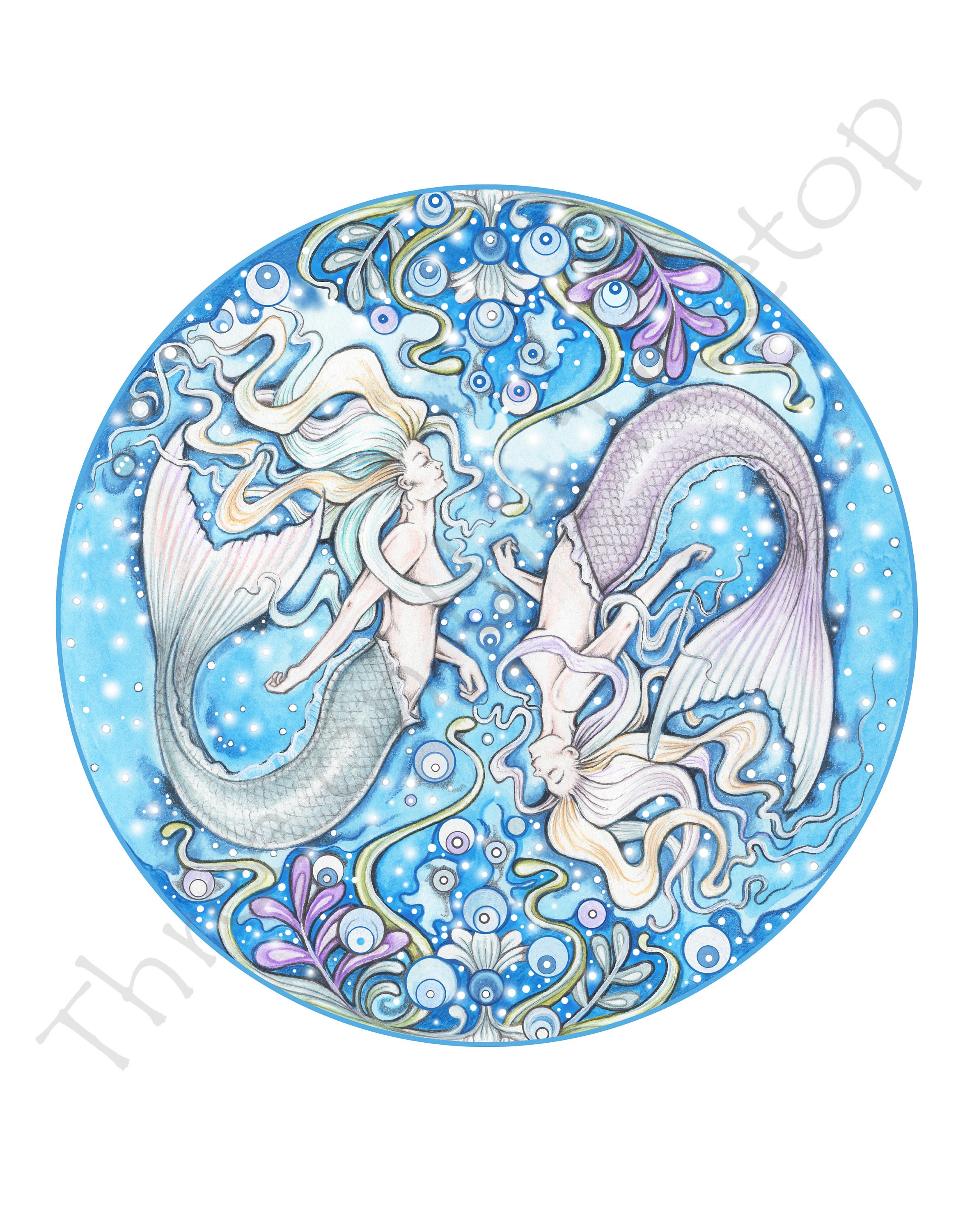 Pisces Mermaid Art