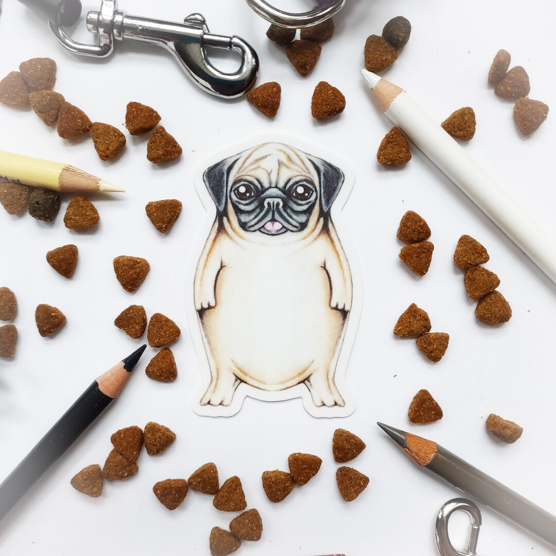 Pug Vinyl Sticker, Die Cut Vinyl Sticker, Pug Art, Pug Sticker, Pug ...