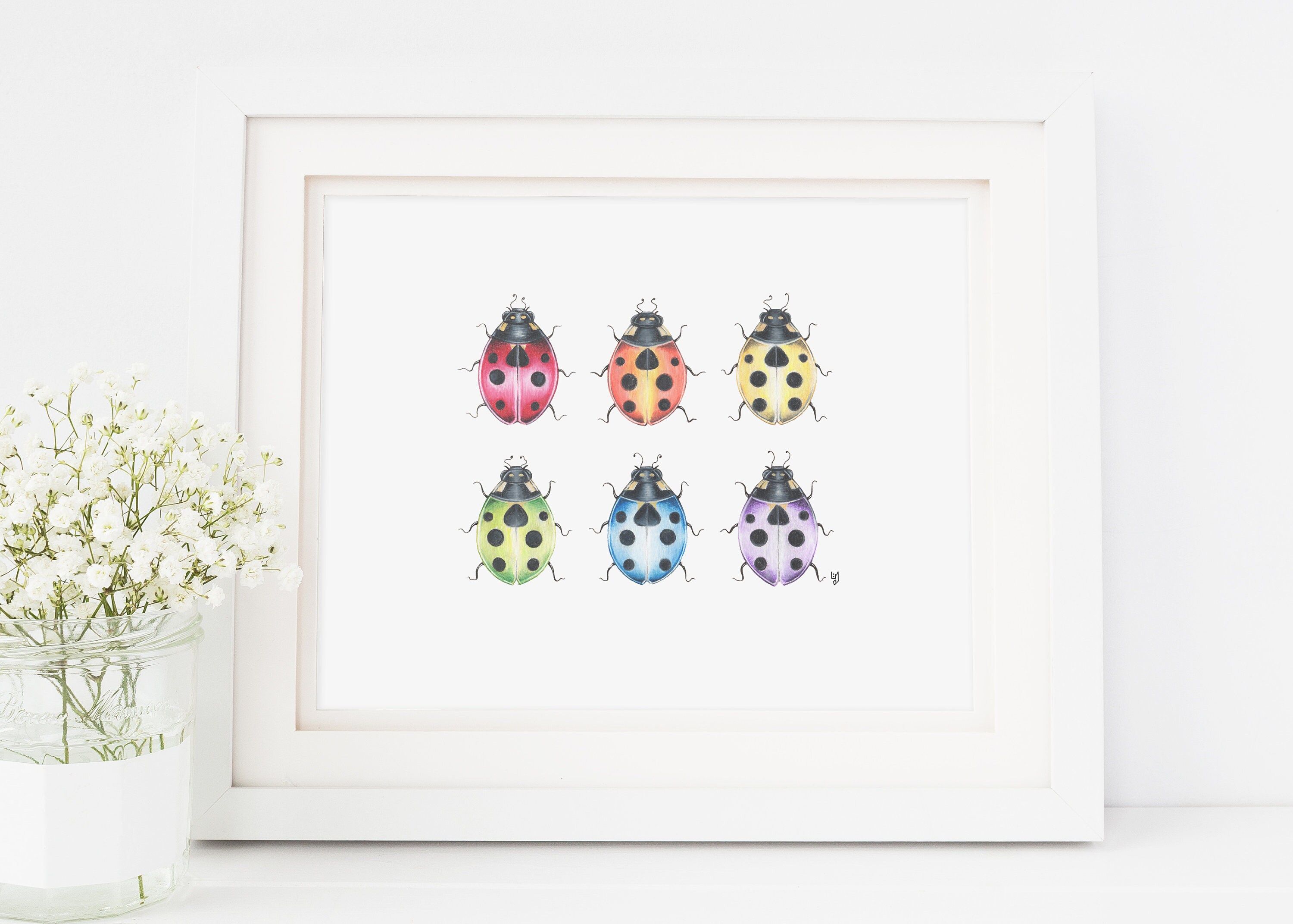 Colorful Ladybug Art Print Rainbow Ladybug Illustration | Etsy