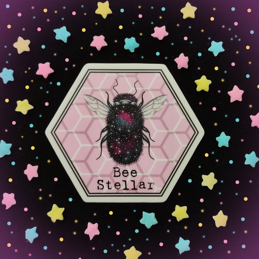 Bee Stellar Die Cut Vinyl Sticker, Bee Sticker, Star Sticker, Bumblebee ...