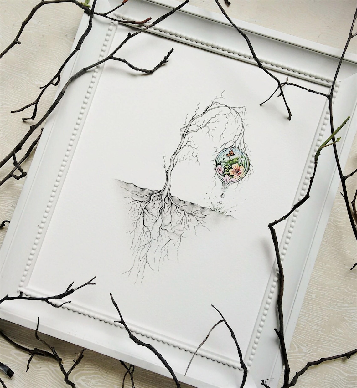 Surreal Drawing Wilted Tree Drawing Tree With Roots Pencil - Etsy Canada