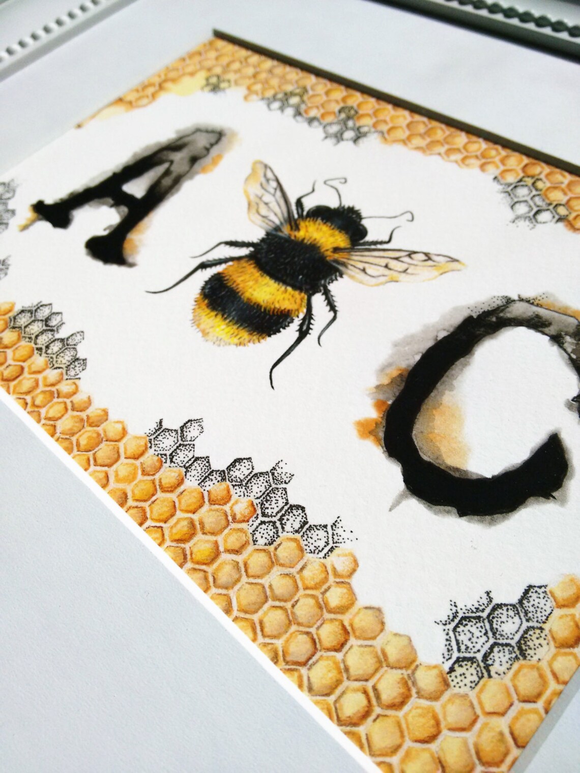 Bumblebee Illustration, Alphabet Illustration, Bee Art Print, Bumblebee ...
