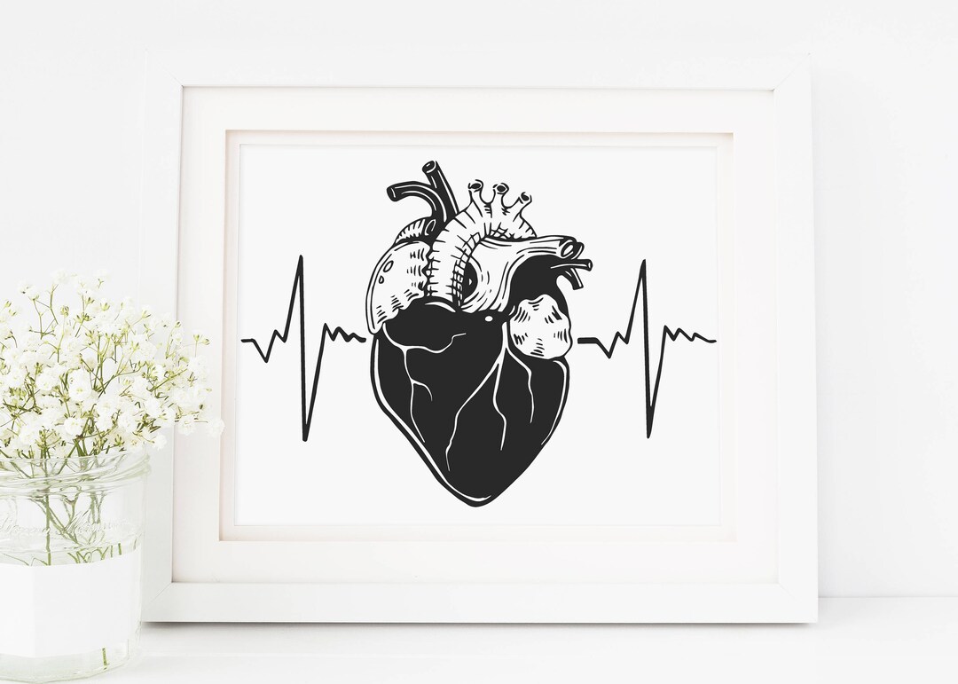 Anatomical Heart Print, Minimalist Print, Graphic Design Print, Heart ...