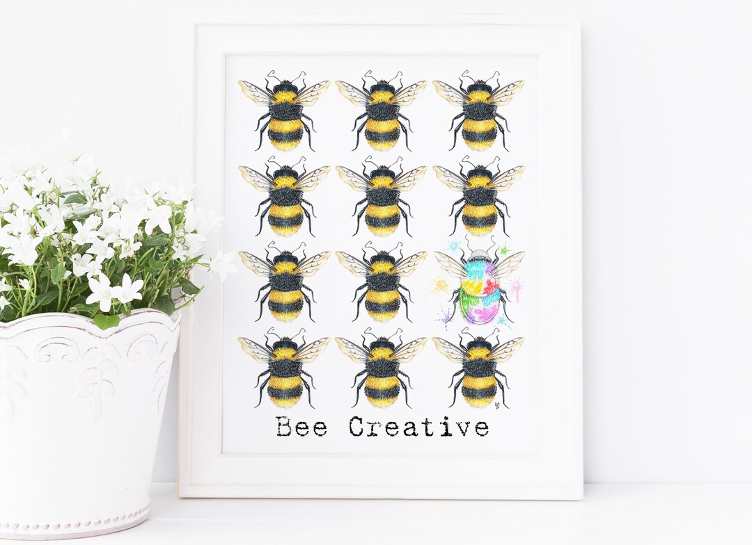 Bee Art Print, Bee Art, Bee Pun, Art for Artist, Cute Bee Print, 8.5 X ...
