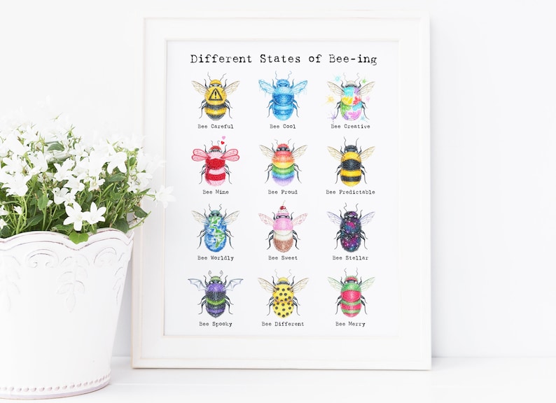 Bee Pun Print, 8x10" Art Print, Bee Art, Bumble Bee, Honey Bee ...