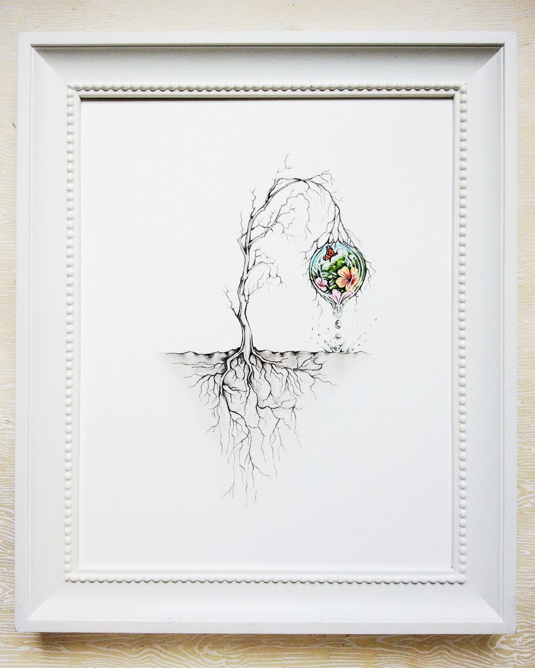 Surreal Drawing, Wilted Tree Drawing, Tree With Roots, Pencil Drawing ...