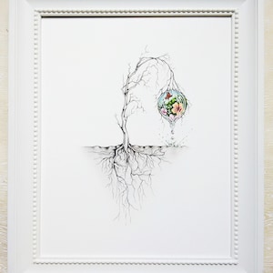 Surreal Drawing, Wilted Tree Drawing, Tree With Roots, Pencil Drawing ...