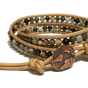 Leather Wrap Bracelet / Chan Luu Style Wrap Bracelet / Healing Crystal Bracelet / Chakra ...