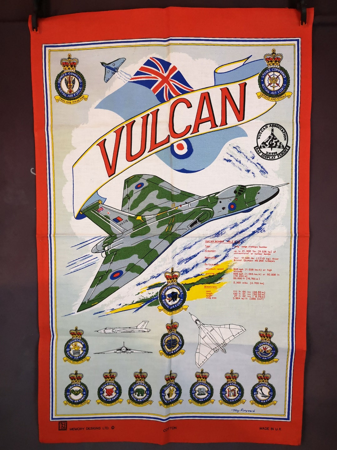 RAF Vulcan Tea Towel Iconic Bomber Aircraft Memorabilia - Etsy