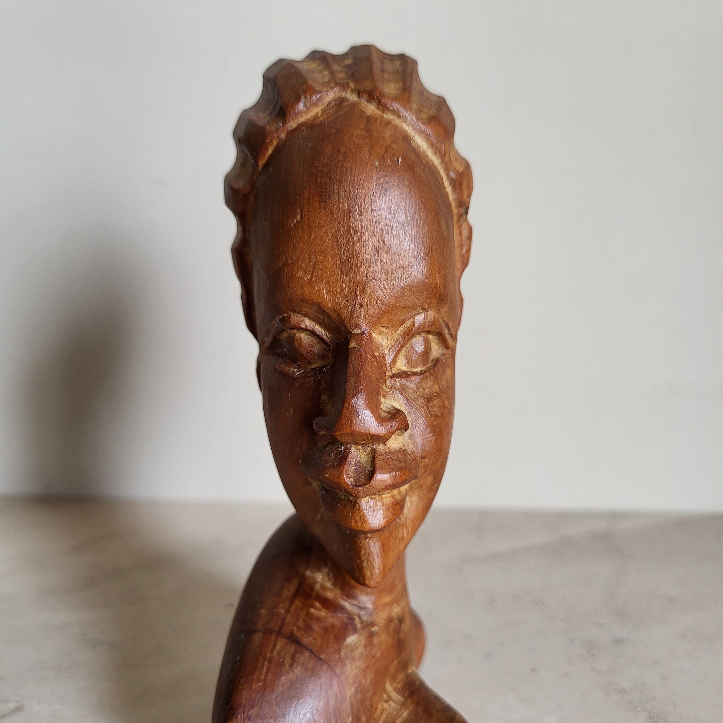 Carved Wood Woman's Bust // Ethnic Figurine Wood Art // Collectible ...