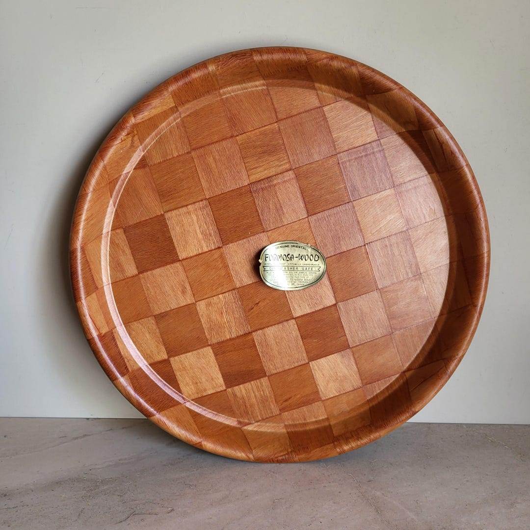 Round Woven Formosa Wood Tray ~ Vintage Serving-ware and Home Decor - Etsy