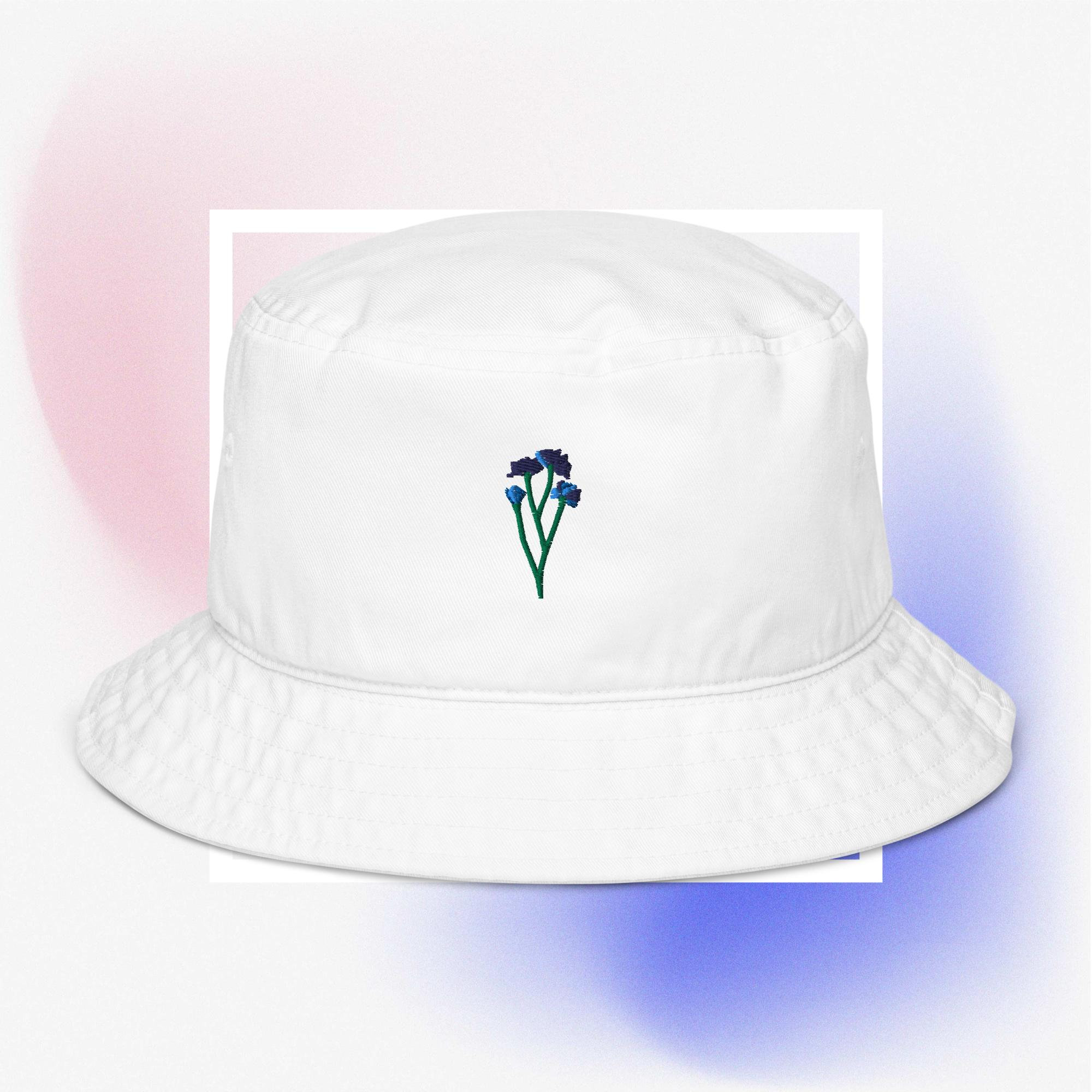 Organic Bucket Hat 4 Colors Embroidered Flower II - Etsy