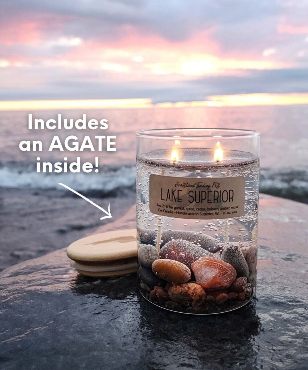 The Original Lake Superior Gel Candle Lake Superior Gift Agate Candle ...