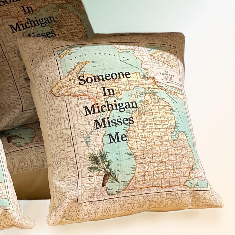 Michigan Pillow - Etsy