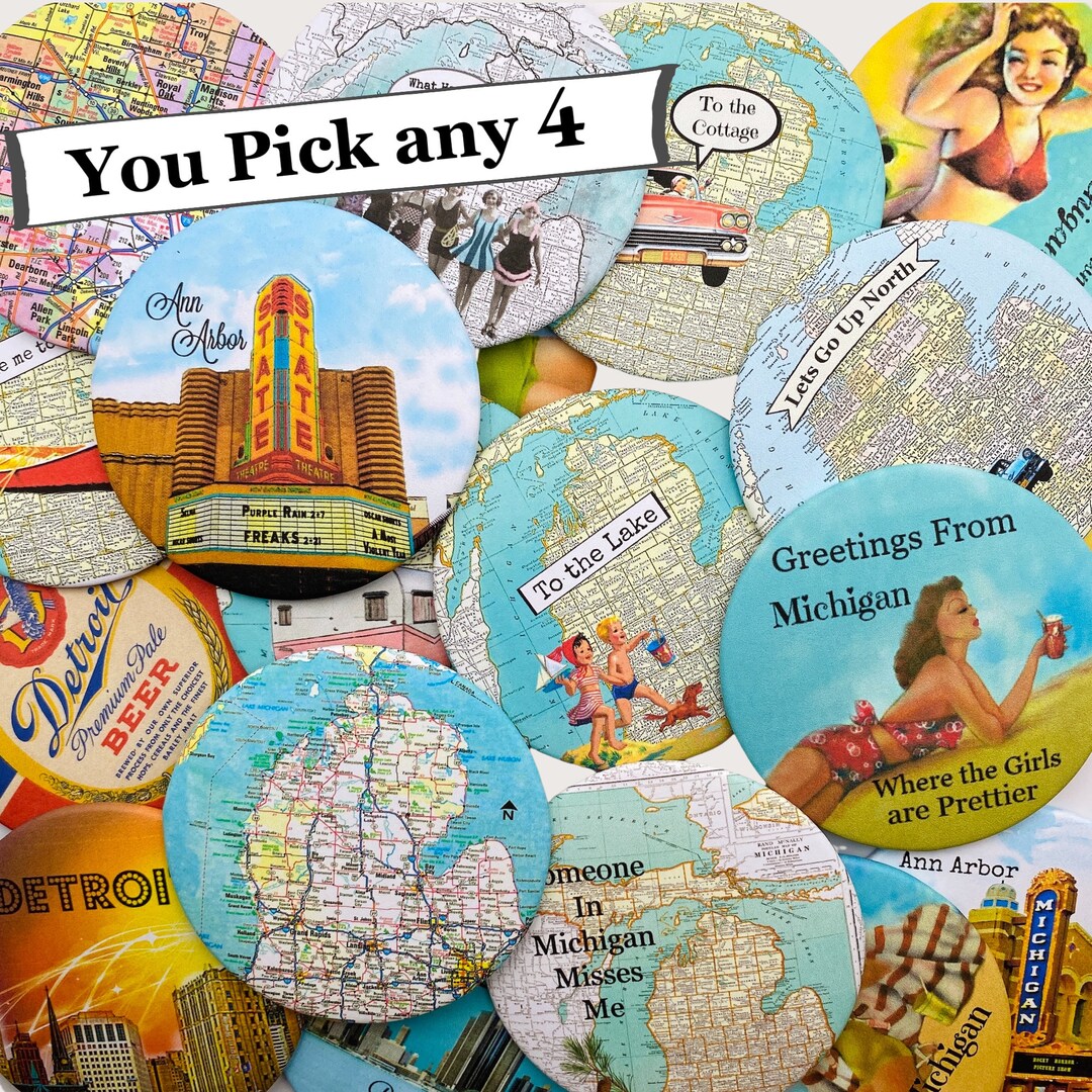 Set of 4 Michigan Jumbo Magnets You Choose With Gift Box - Etsy