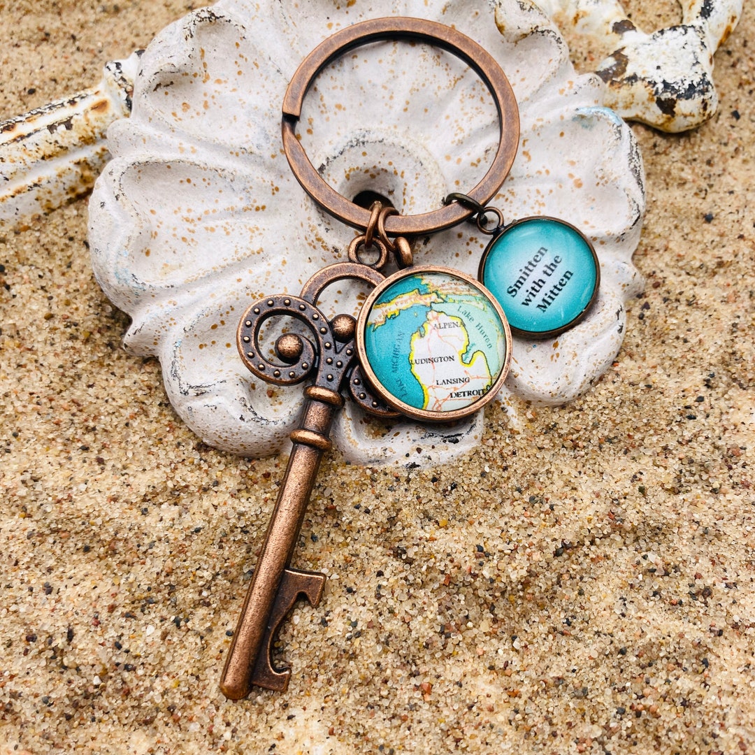 Michigan Map Key Ring - Etsy