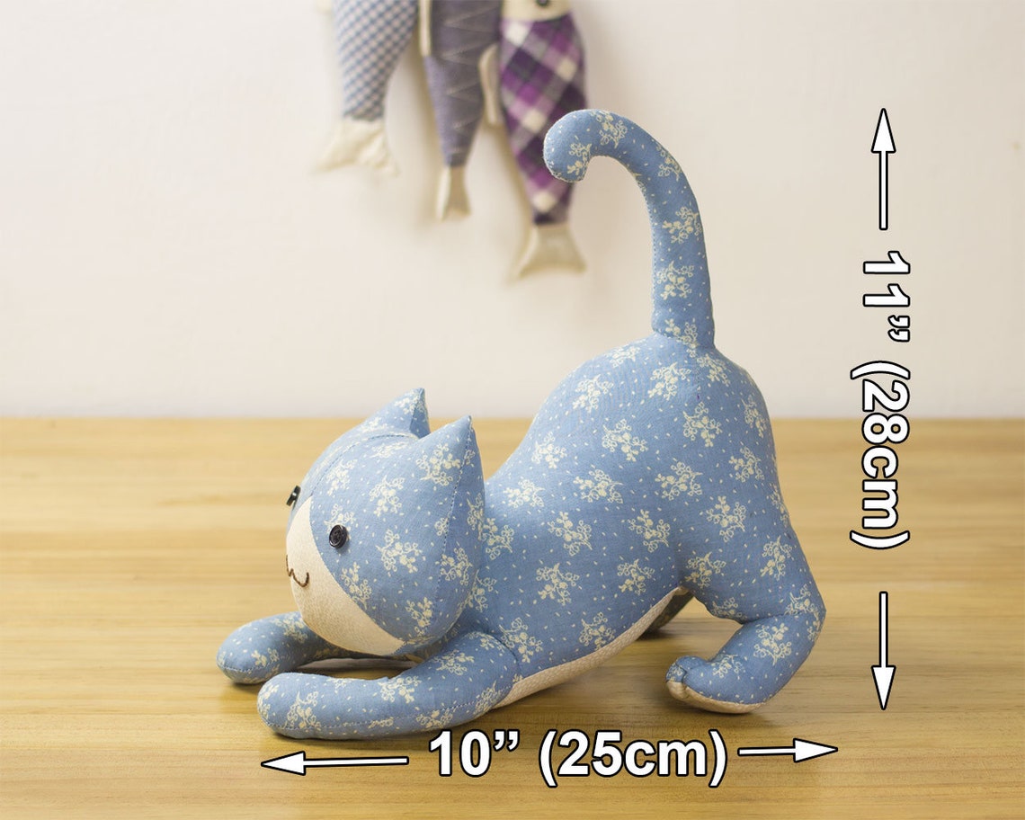 Lying Cat Stuffed Kitty PDF Sewing Pattern How to Make - Etsy
