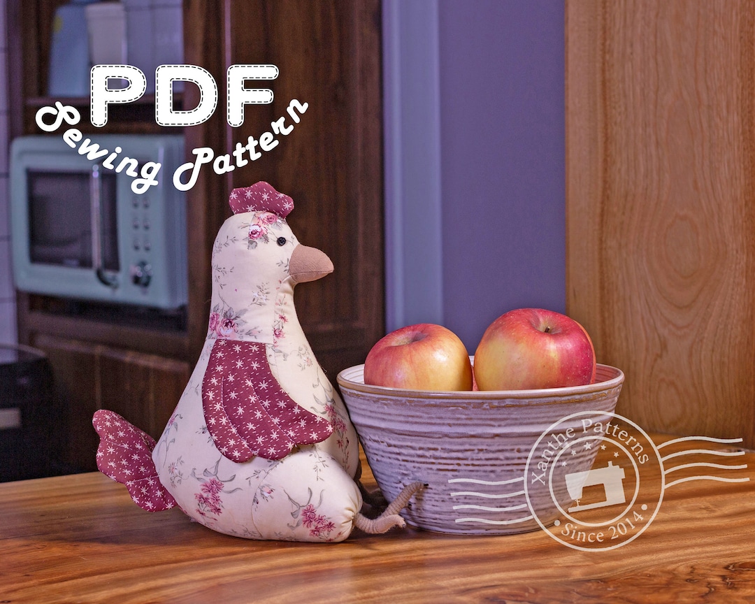Stuffed Hen - PDF Sewing Pattern | Stuffed Animal | Fabric Chicken Toy ...