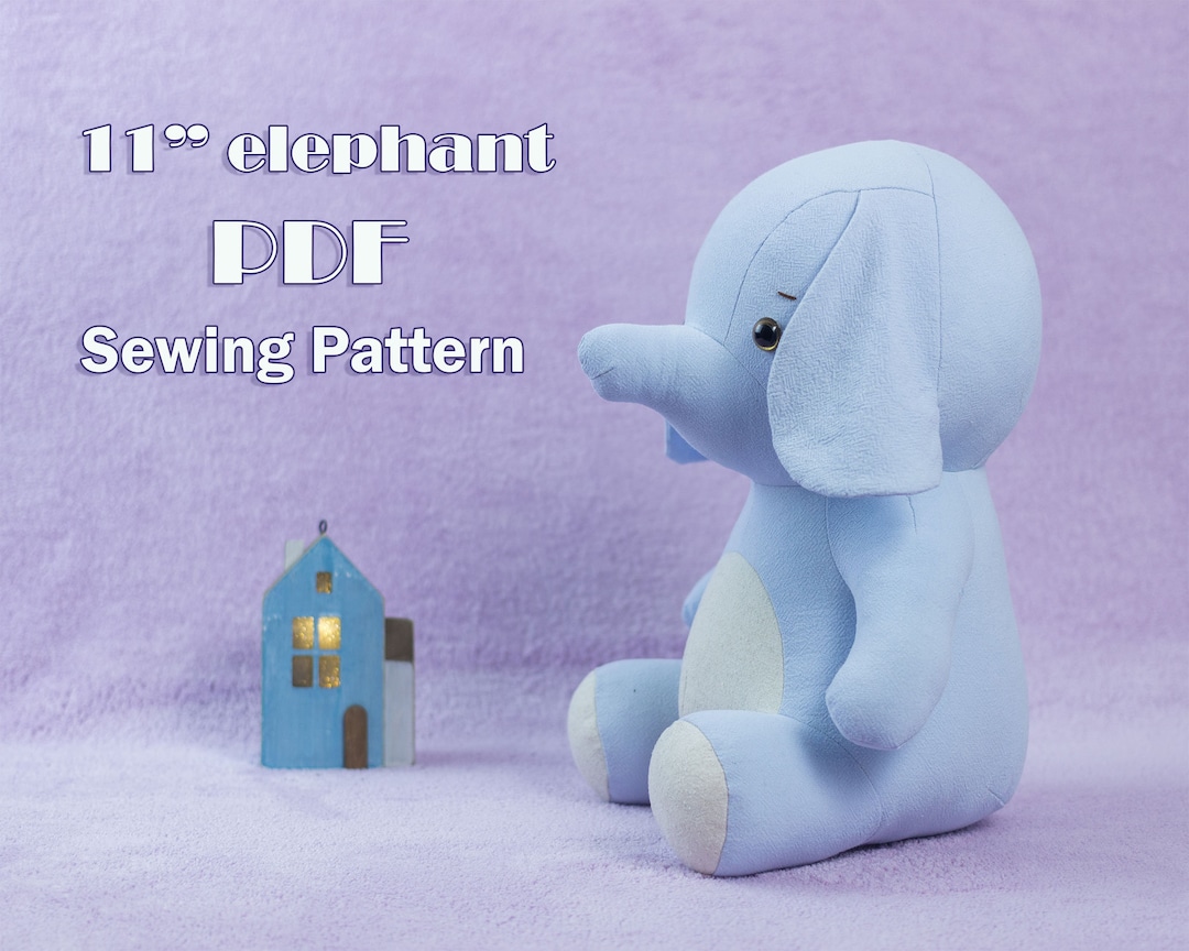 Stuffed Baby Elephant PDF Sewing Pattern & Tutorial, Fabric Plush Toys, Calf Elephant Pattern ...