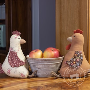Stuffed Hen - PDF Sewing Pattern | Stuffed Animal | Fabric Chicken Toy ...