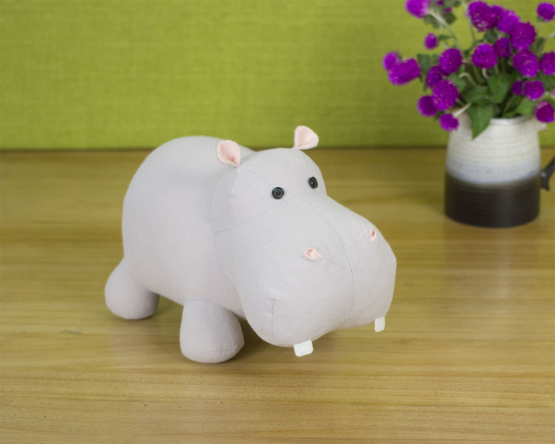 Stuffed animal Hippo PDF Sewing Pattern & Tutorial Sewing | Etsy