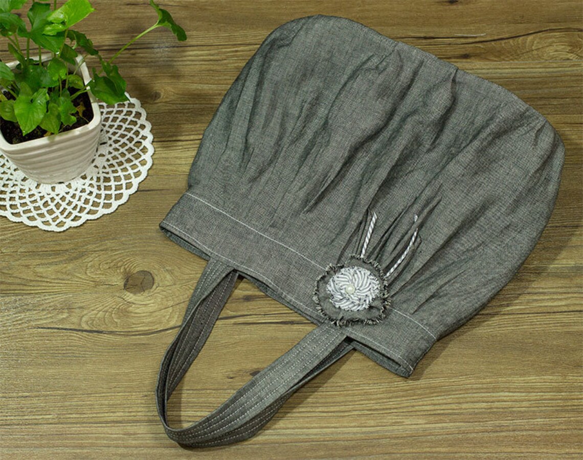 Pleated Tote Bag - PDF Pattern & Tutorial Handbag Fabric Flower Purse ...