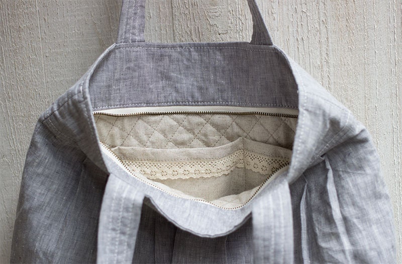 Pleated Tote Bag - PDF Pattern & Tutorial Handbag Fabric Flower Purse ...