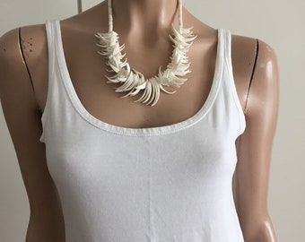 Iridescent Silver Shells Necklace With Inner Collar Of Red | Etsy