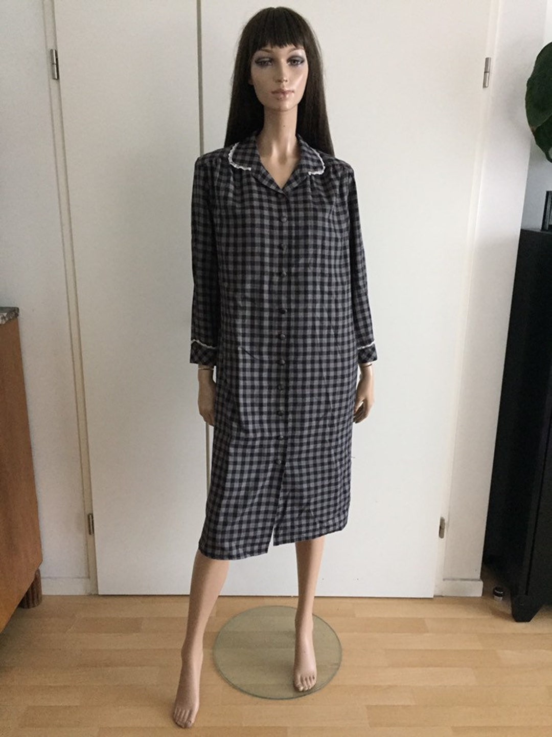 Vintage Maria Eggers Gray Black Plaid Dress Size 40/42 Uk 12/14 Us 8/10 ...