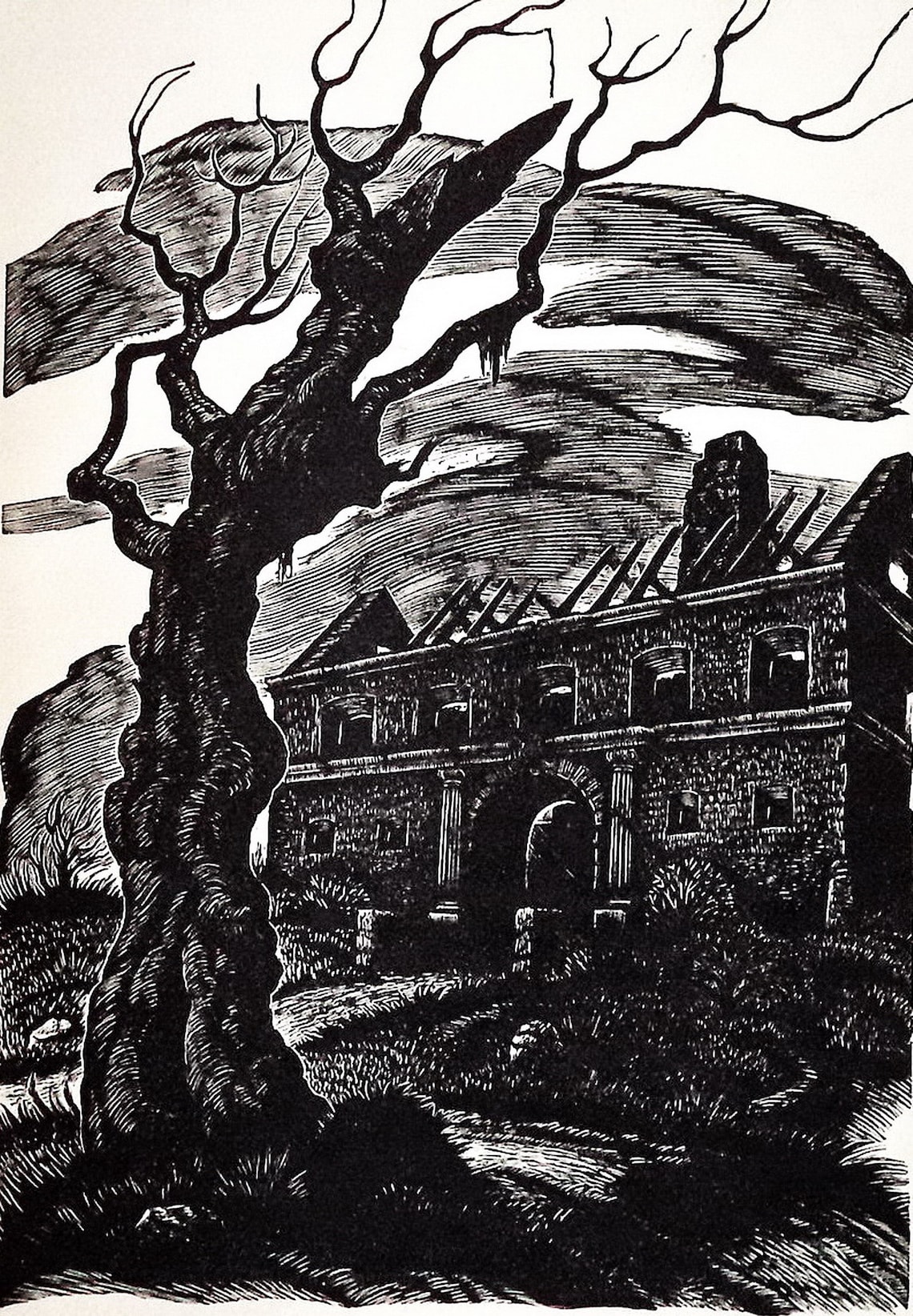 Jane Eyre Antique Print Eichenberg Engraving Thornfield Hall Etsy