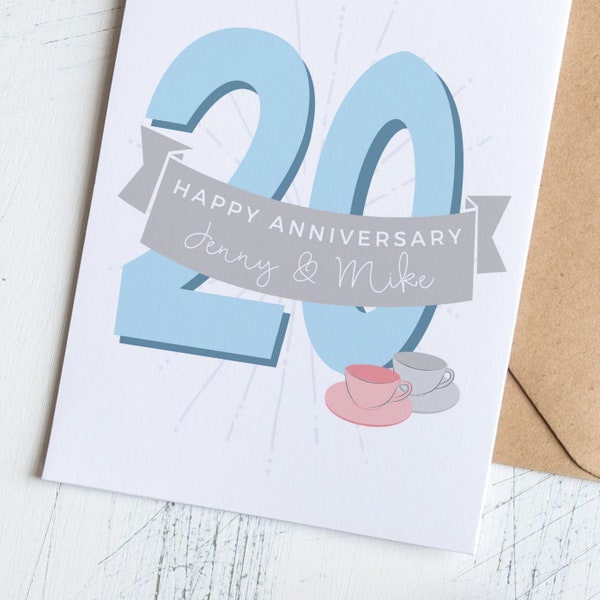 Personalised 20th Wedding Anniversary Card China Wedding Greetings Card