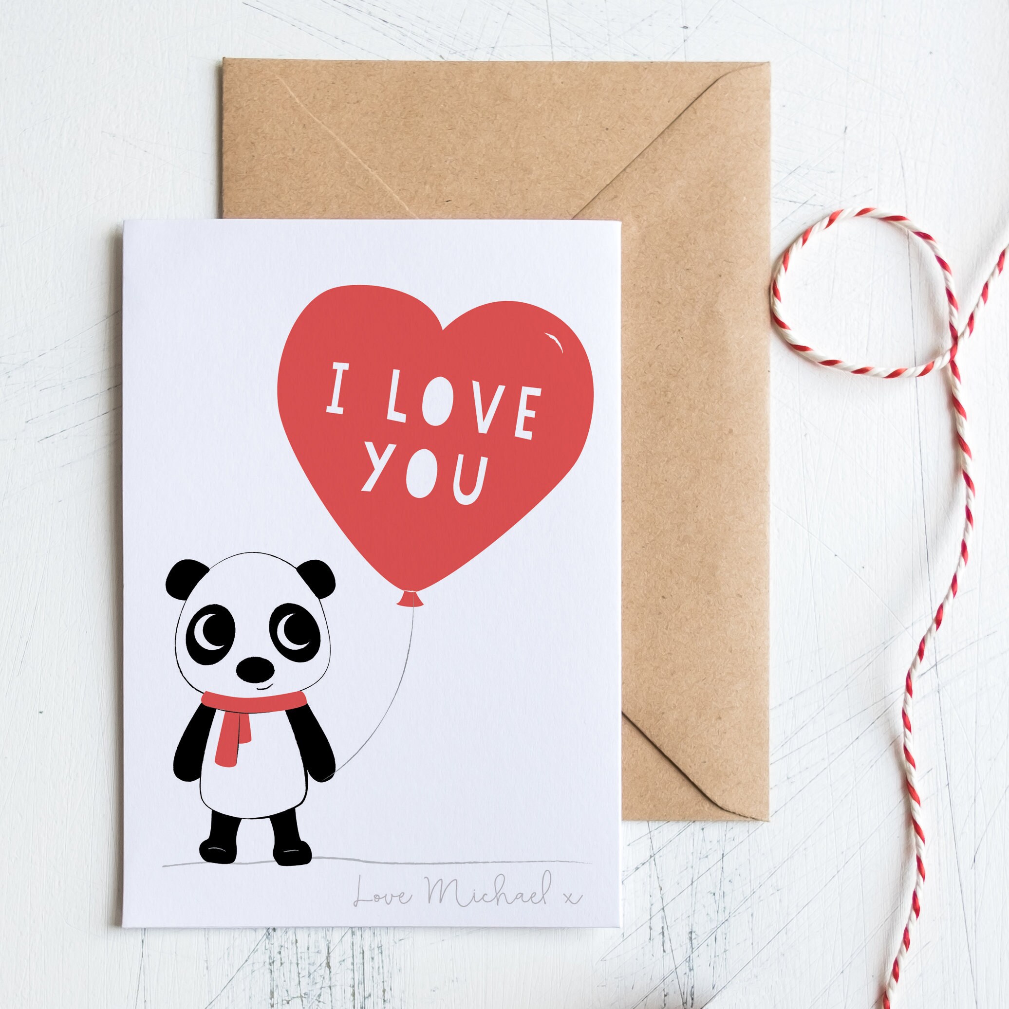 Cute Panda Love Card Personalised Valentine - Etsy