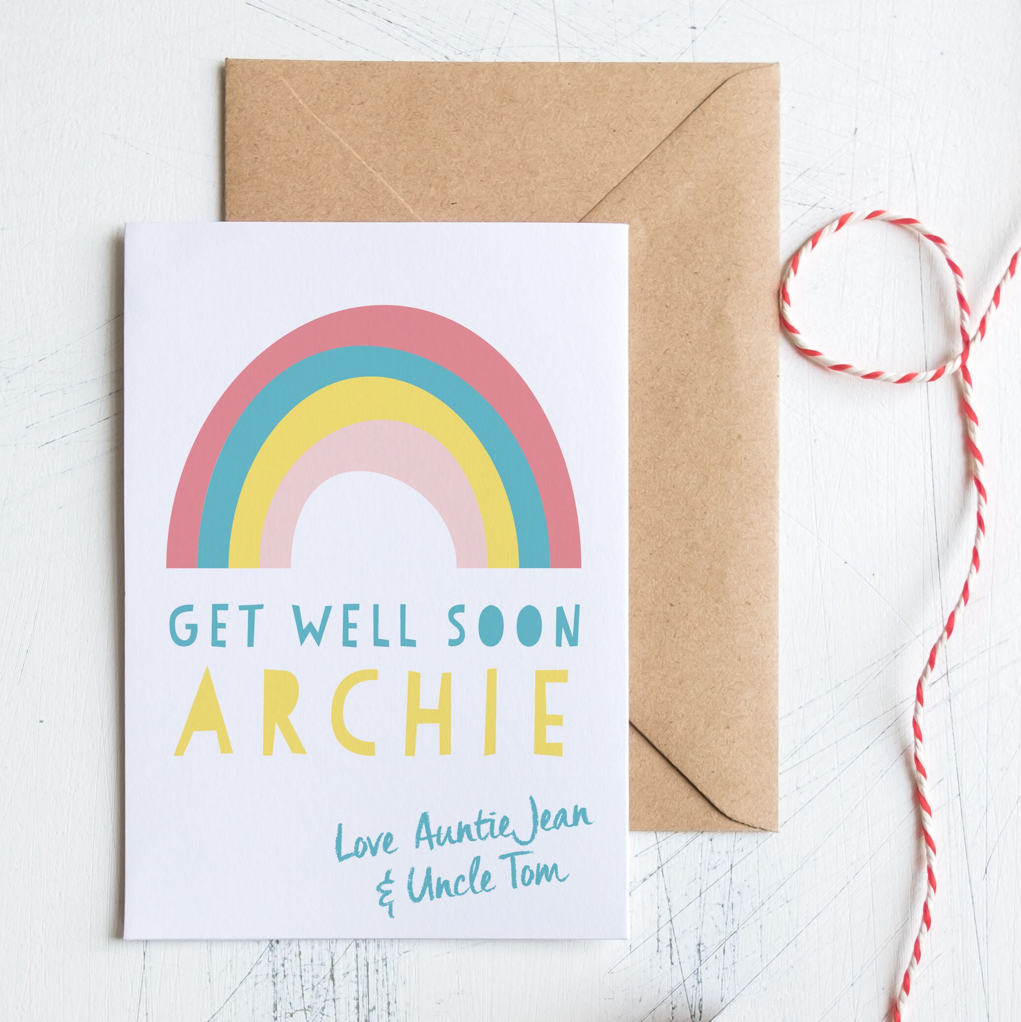 Get Well Soon Rainbow, Personalised Card - Etsy