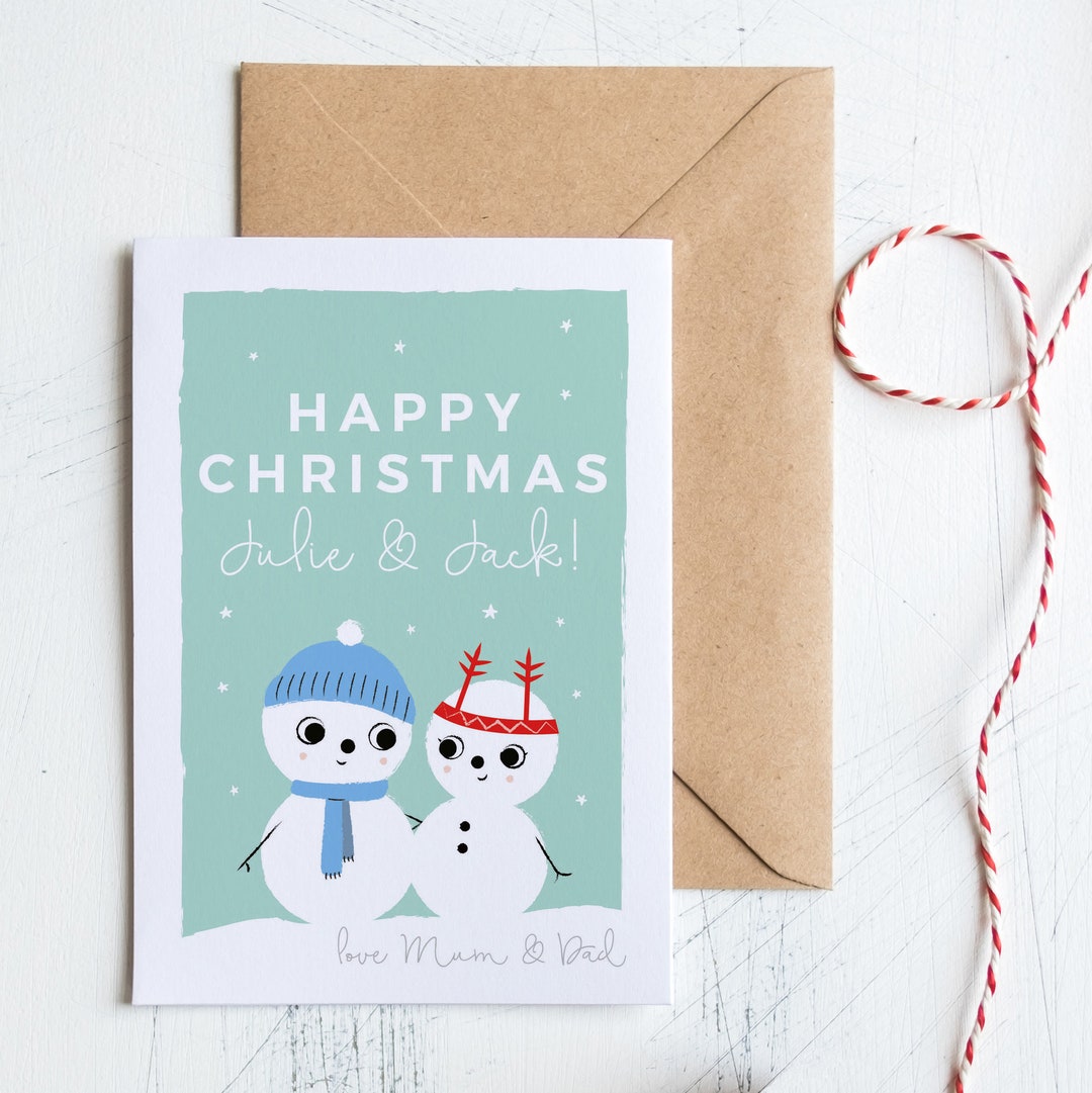 Couples or Newly Weds Christmas Card Personalised With Cute - Etsy