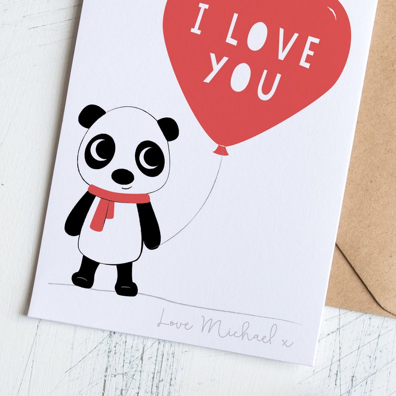 Cute Panda Love Card Personalised Valentine - Etsy
