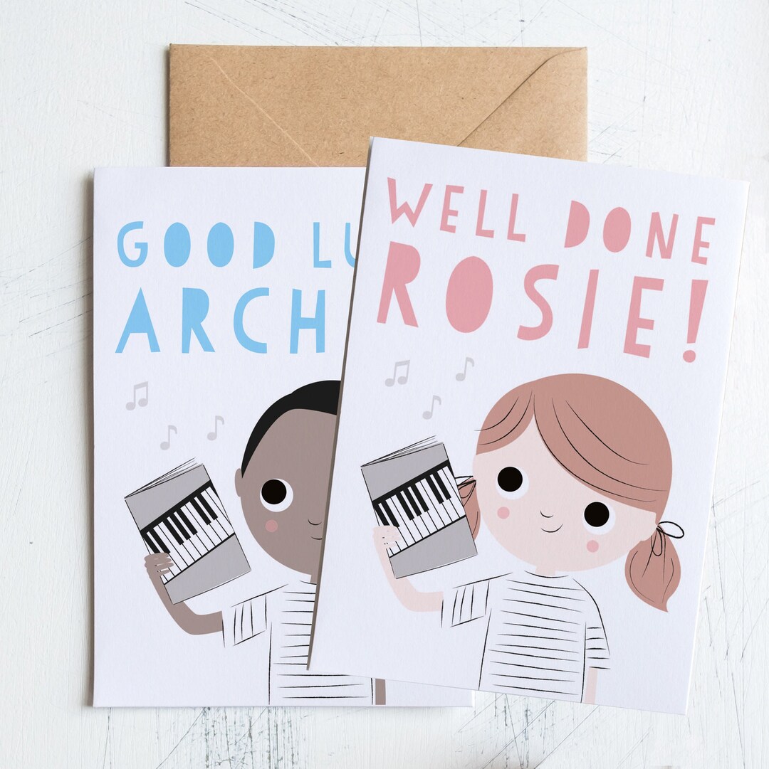 Customised Piano or Keyboard Card - Congratulations, Good Luck or Happy ...
